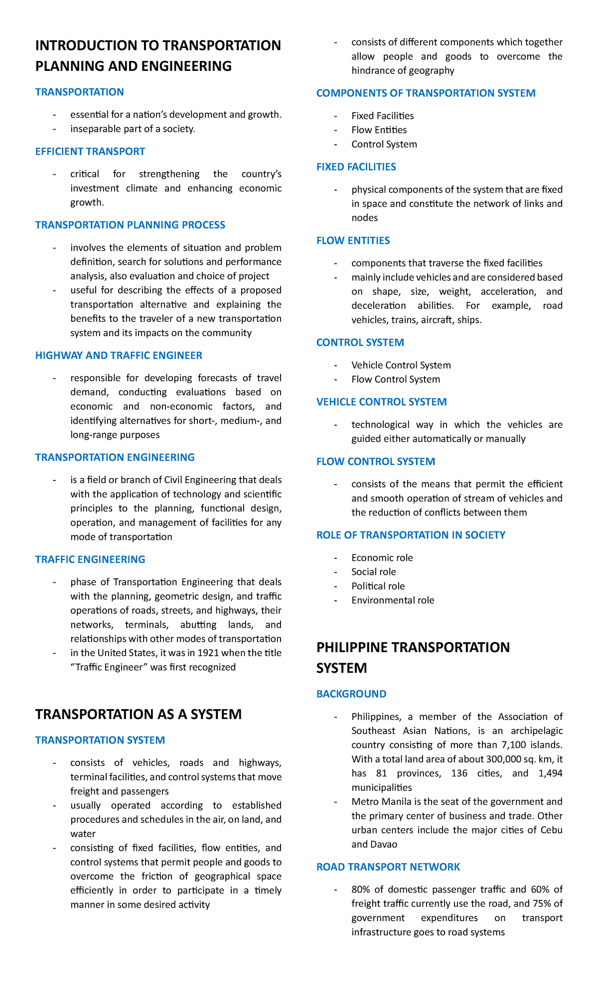 PTE- Reviewer: Introduction to Transportation Planning & Engineering ...