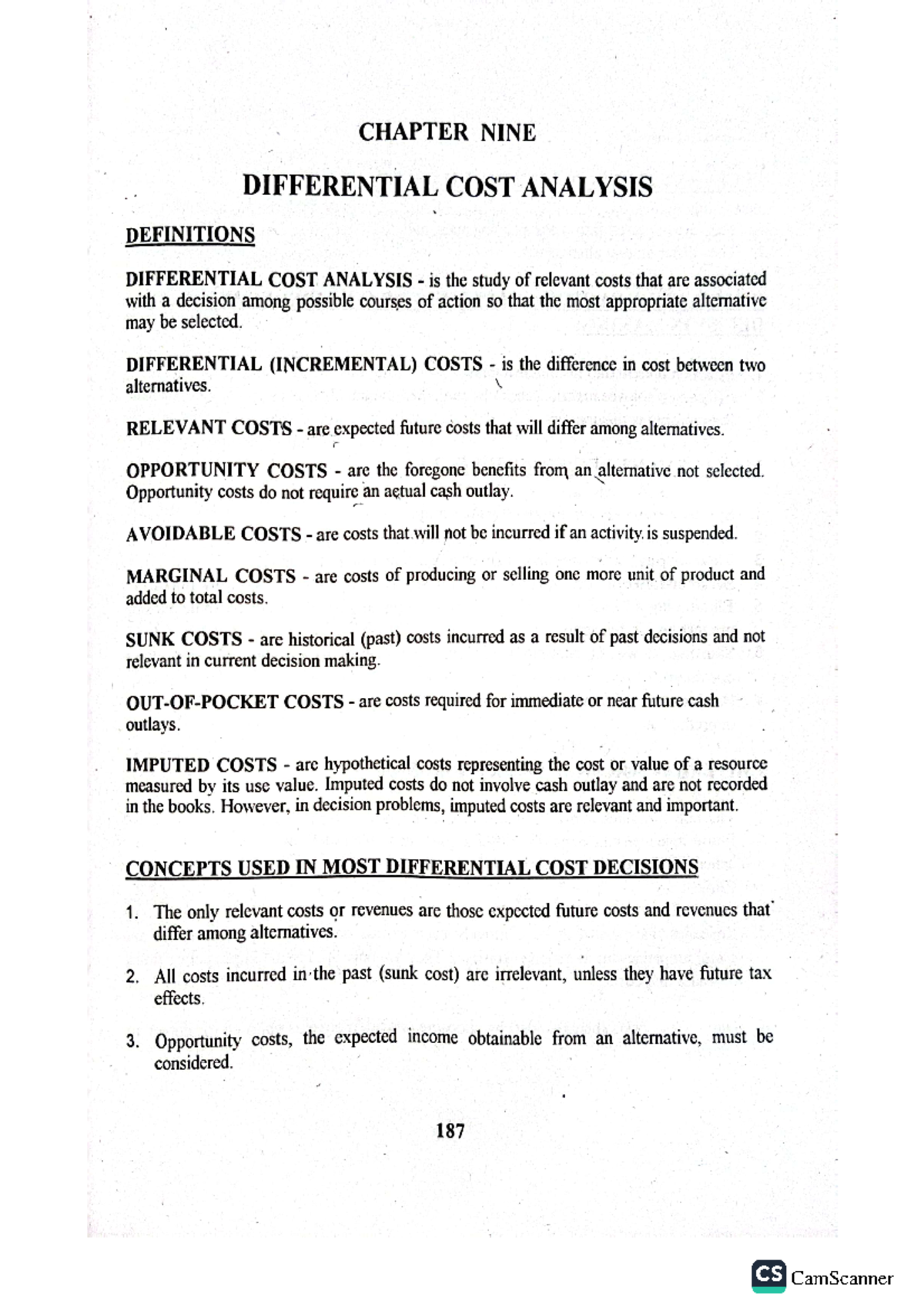 DCA- Chapter Nine: Differential Cost Analysis Concepts and Examples ...