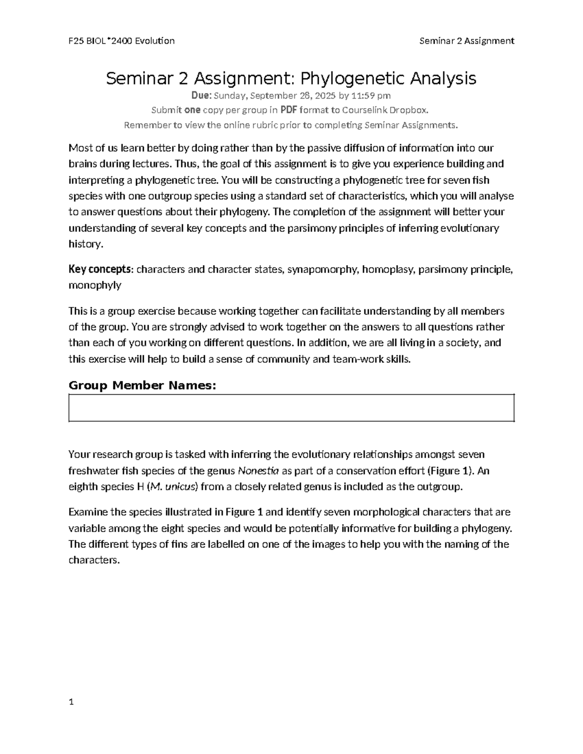 F25 Evolution Seminar 2 Assignment: Phylogenetic Tree Analysis - Studocu