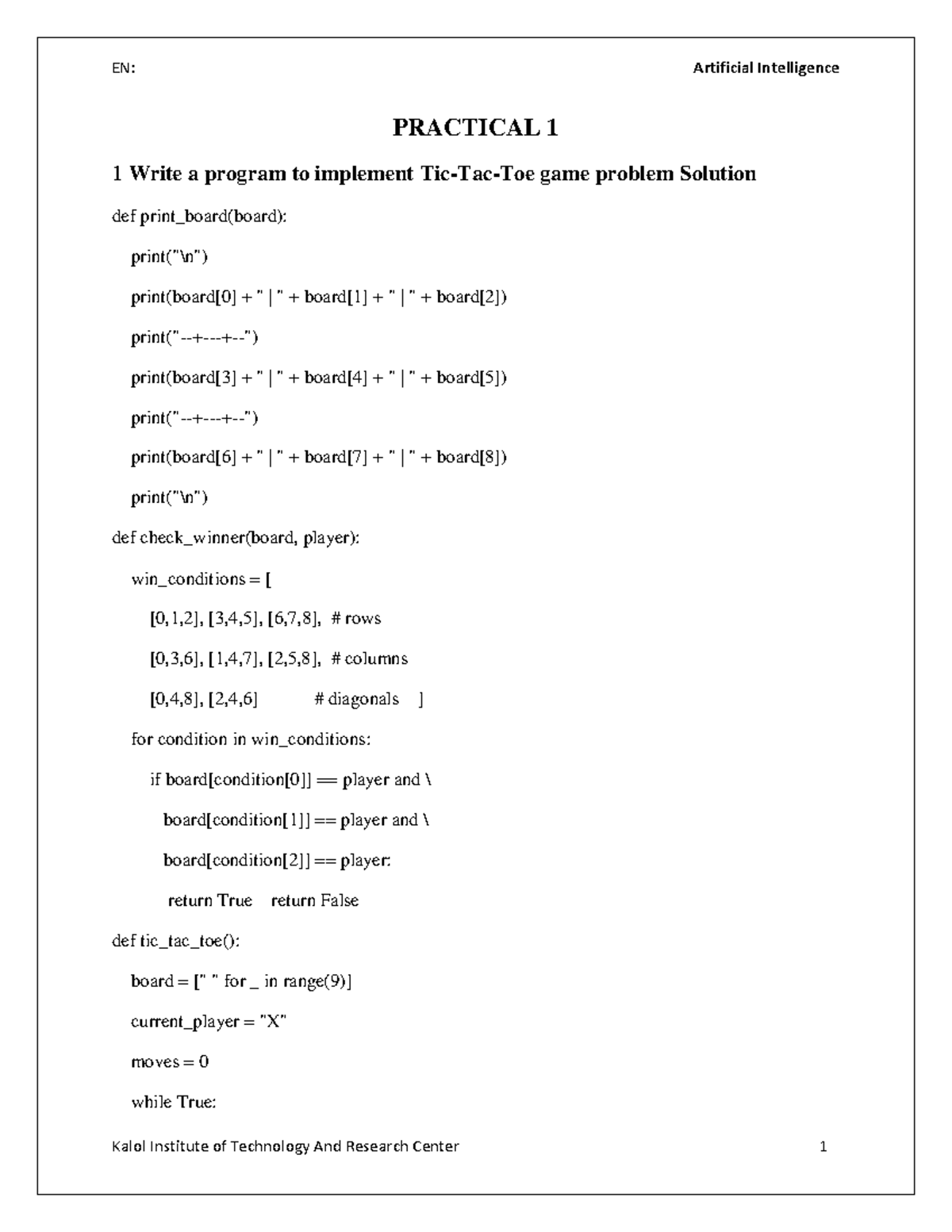 EN: Artificial Intelligence Practical 1 & 5 - Game Problem Solutions ...