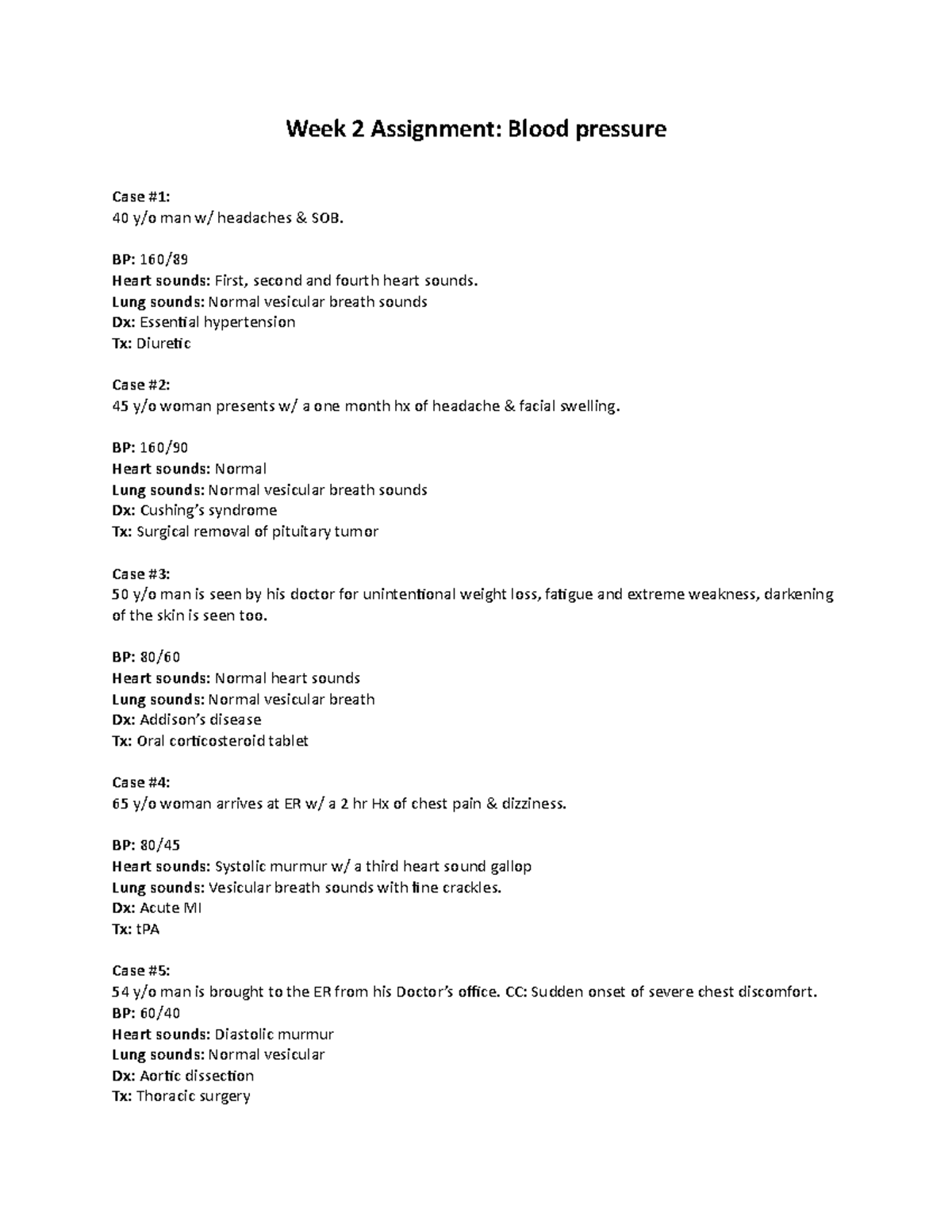 Week 2 Assignment BP - Medical terminology - Week 2 Assignment: Blood ...