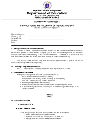 Introduction to Philosophy Module 3 Grade 12 - Studocu