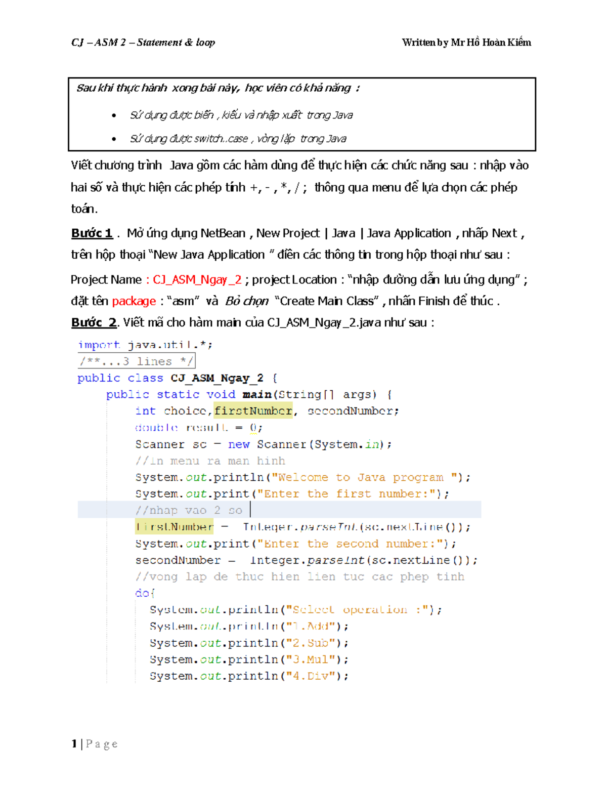 Lab 4 - Java Program for Basic Calculations and Loops (PRO192) - Studocu