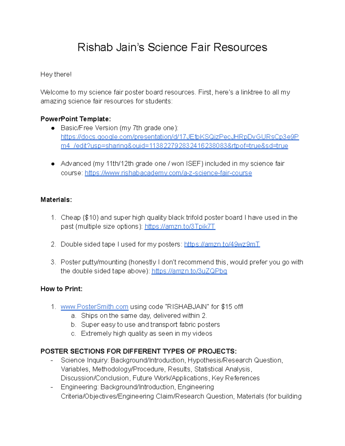 Rishab Jain's Science Fair Resources & Tips for Students - Studocu