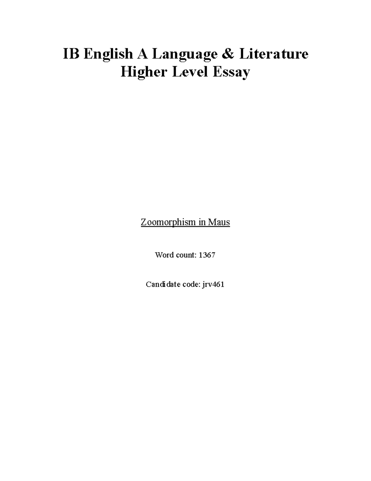 Melzer HLE Final Submission - IB English A Language & Literature Higher ...