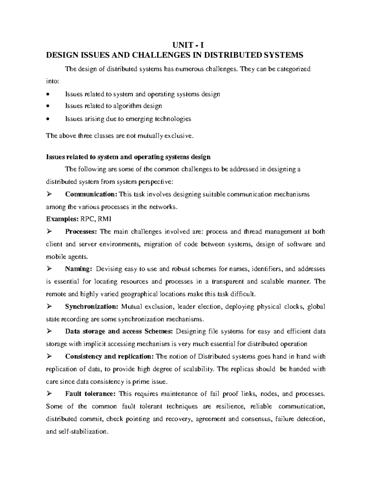 Design Issues and Challenges in Distributed Systems (CS 101) - Studocu