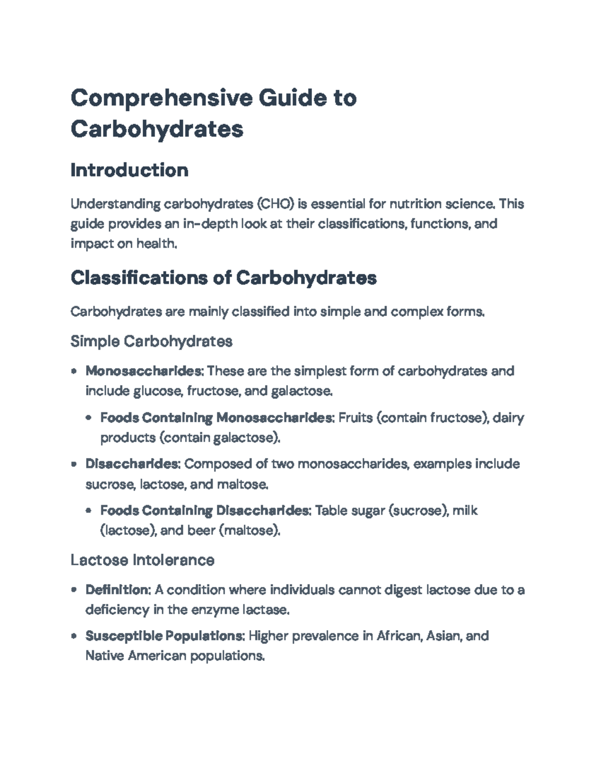 Understanding Carbohydrates: Classifications, Health Effects, and ...