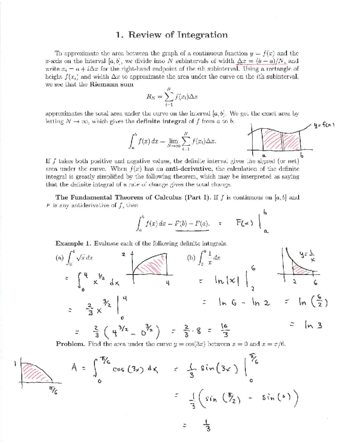 FALL 2019 CALC 2 Integration Review Notes - Studocu
