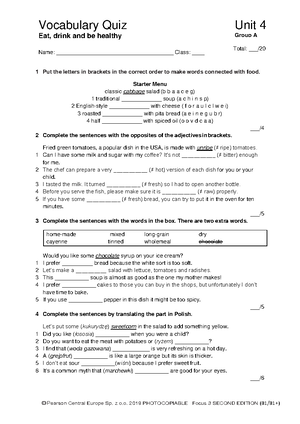Lif vis pol int unit 8a - Sprawdzian Life Vision unit 8a - Life Vision Poland Intermediate ...