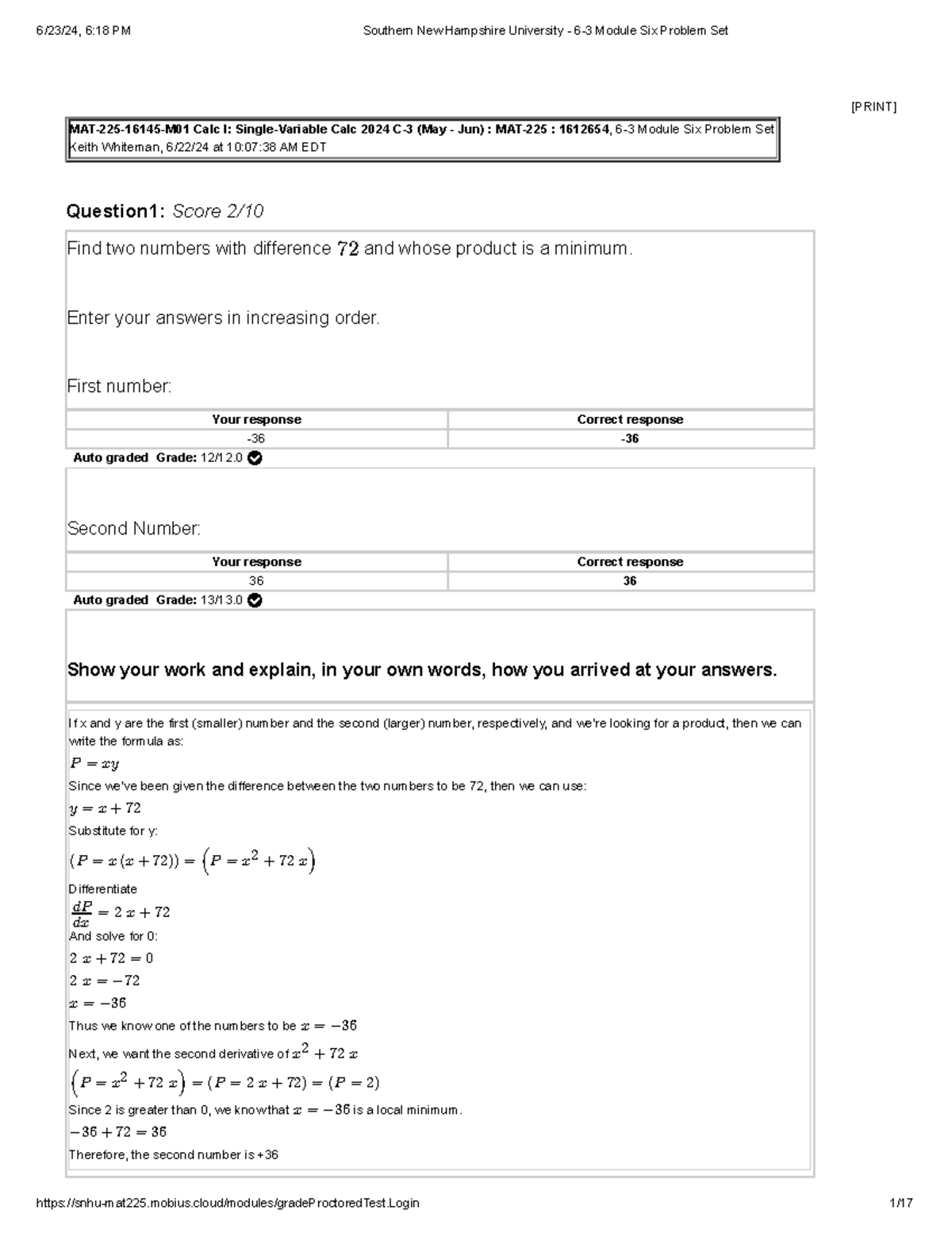 Module Six Problem Set Study Guide for Calc I: Calc 2024 - Studocu