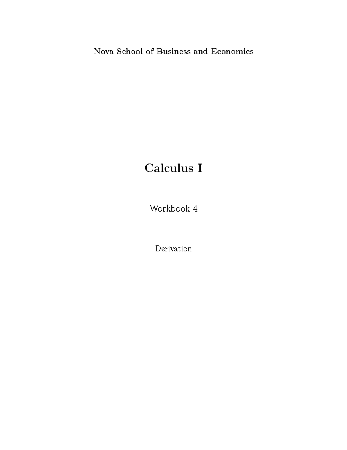 Calculus I Workbook 4: Derivatives and Differentiability Concepts - Studocu
