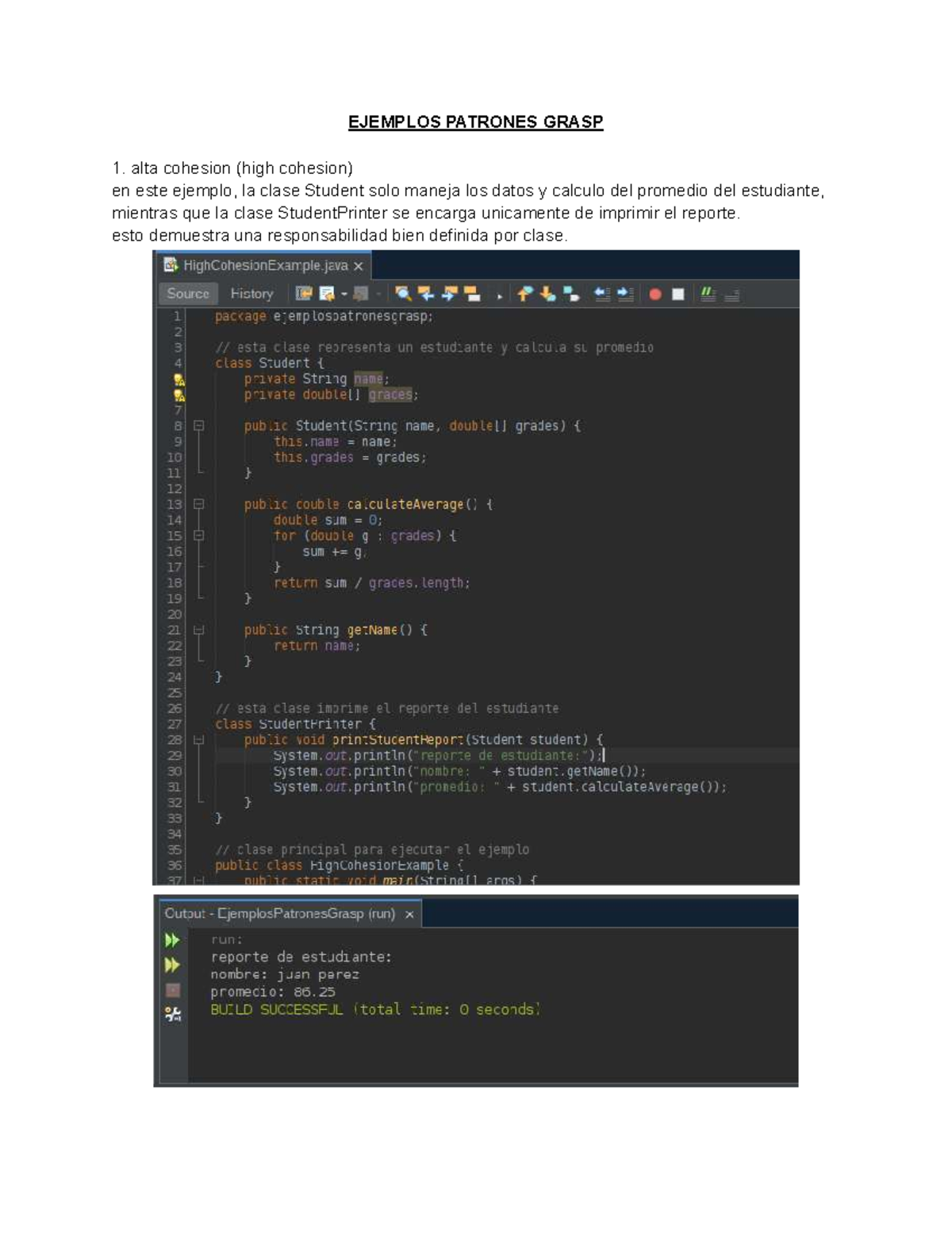 Ejemplos de Patrones GRASP: Cohesión, Acoplamiento y Más - Studocu