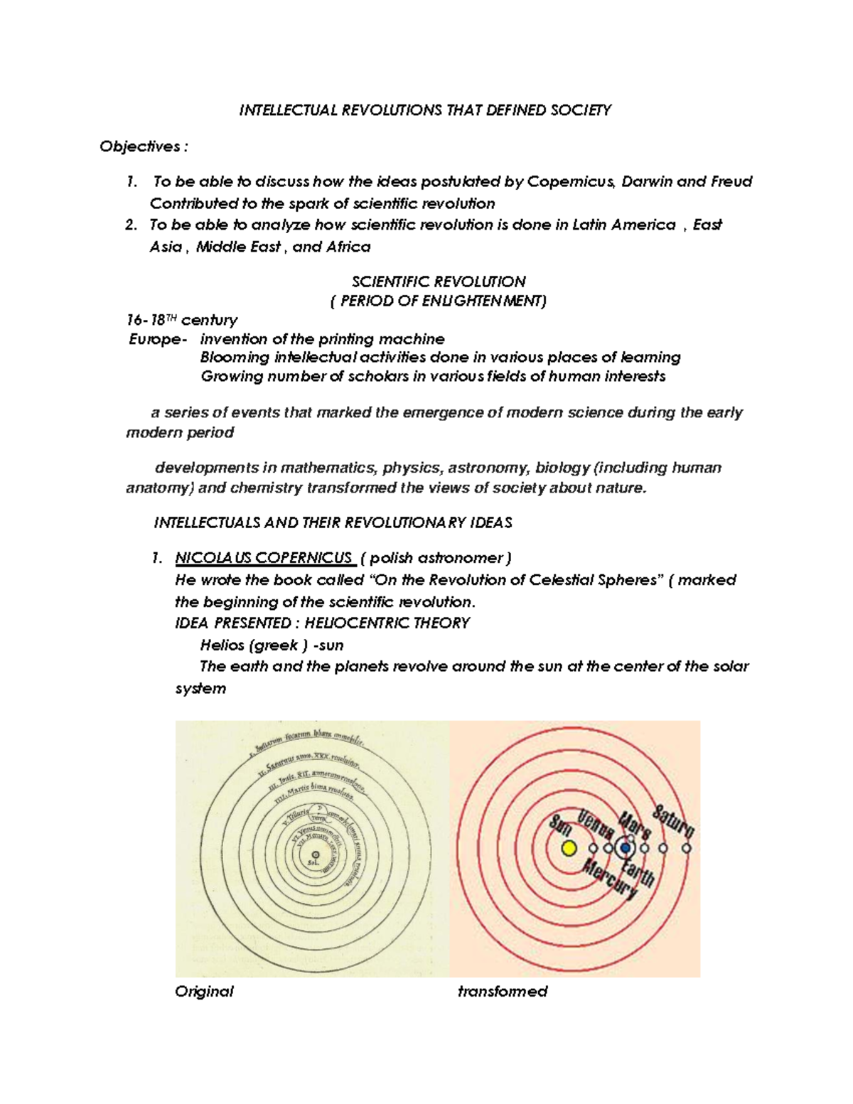 INT 101: Intellectual Revolutions & Scientific Advancements - Studocu