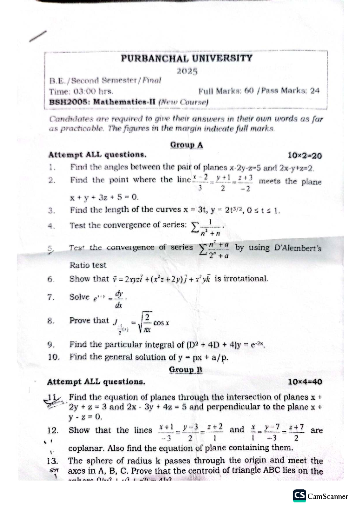 PURBANCHAL UNIVERSITY 2025 B.E. CS Final Exam Questions - Studocu