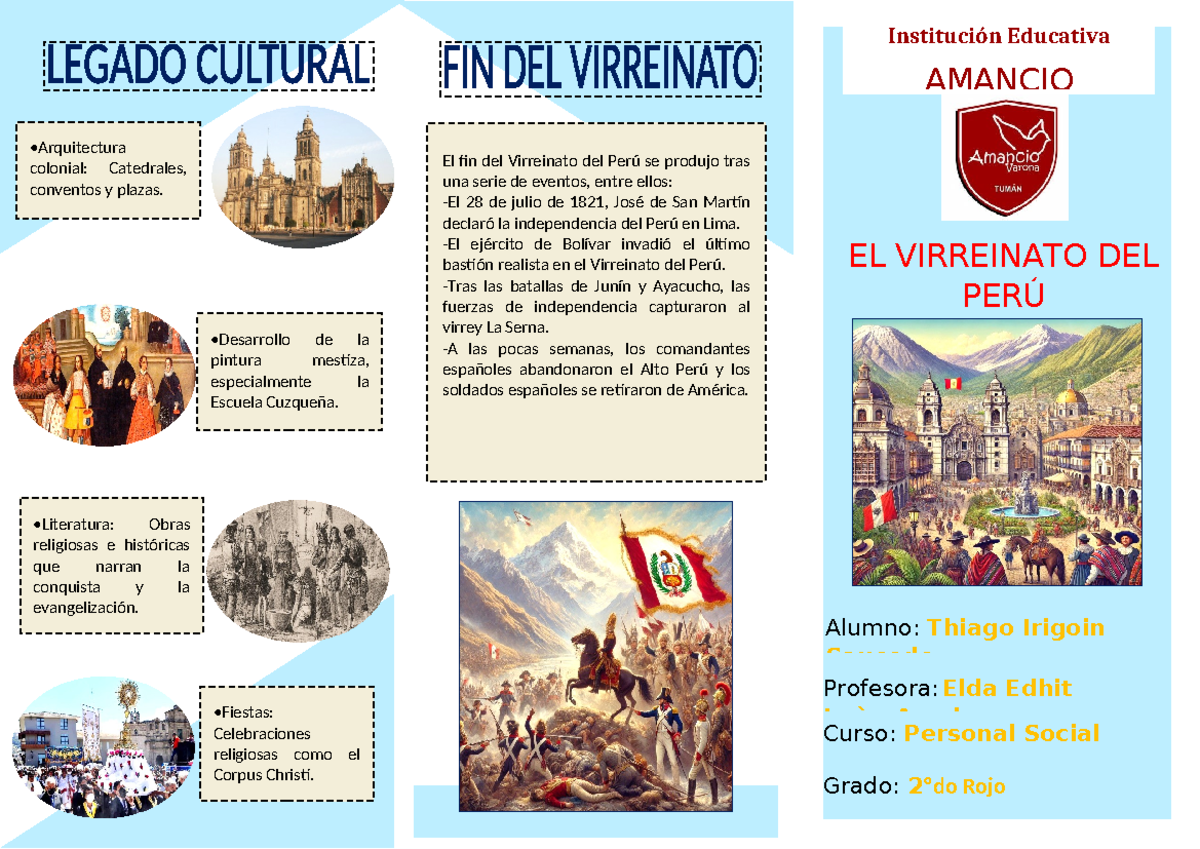 Triptico del Virreinato del Perú - Personal Social 2º Rojo - Studocu