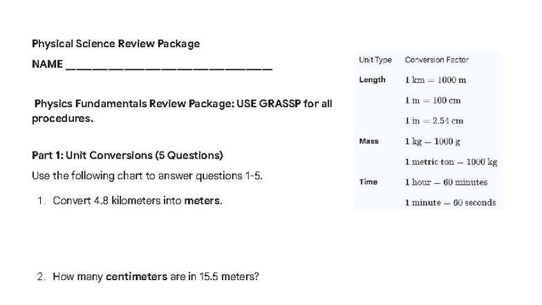 Physics 101: Comprehensive Review Package for Fundamentals - Studocu
