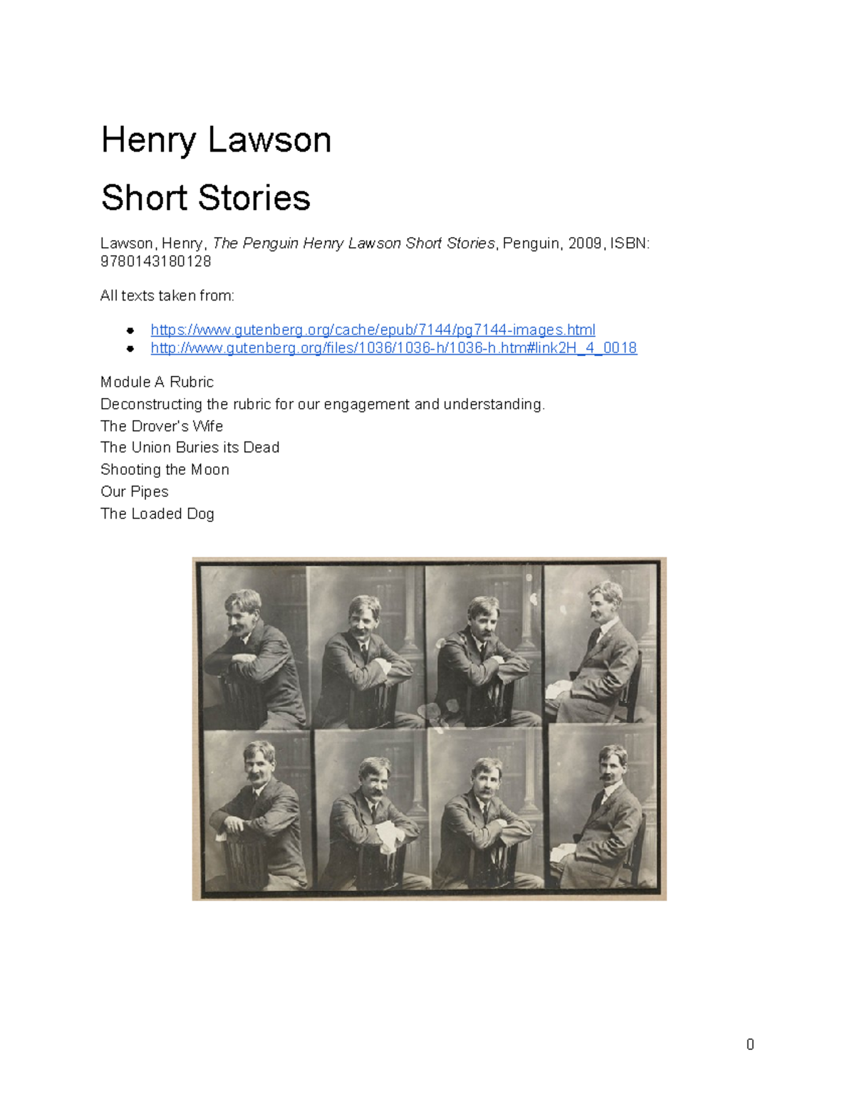 Henry Lawson Short Stories Analysis: Module A Insights and Themes - Studocu