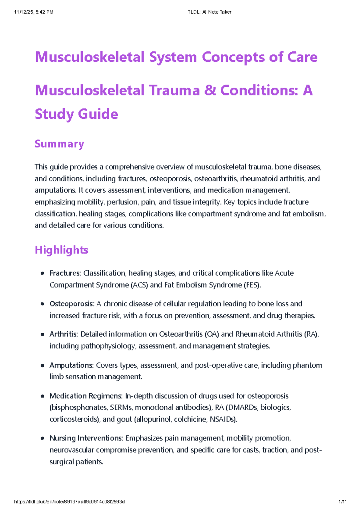 MSK 101: Comprehensive Study Guide on Musculoskeletal Trauma & Care ...