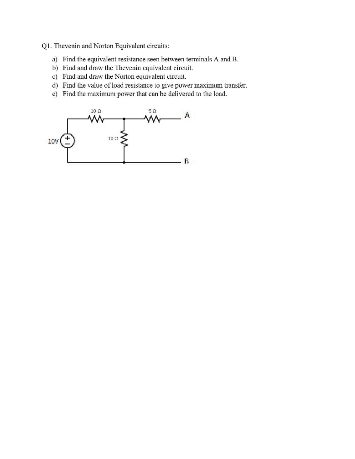 Problem Set 2: Thevenin, Norton, and Superposition Analysis - Studocu