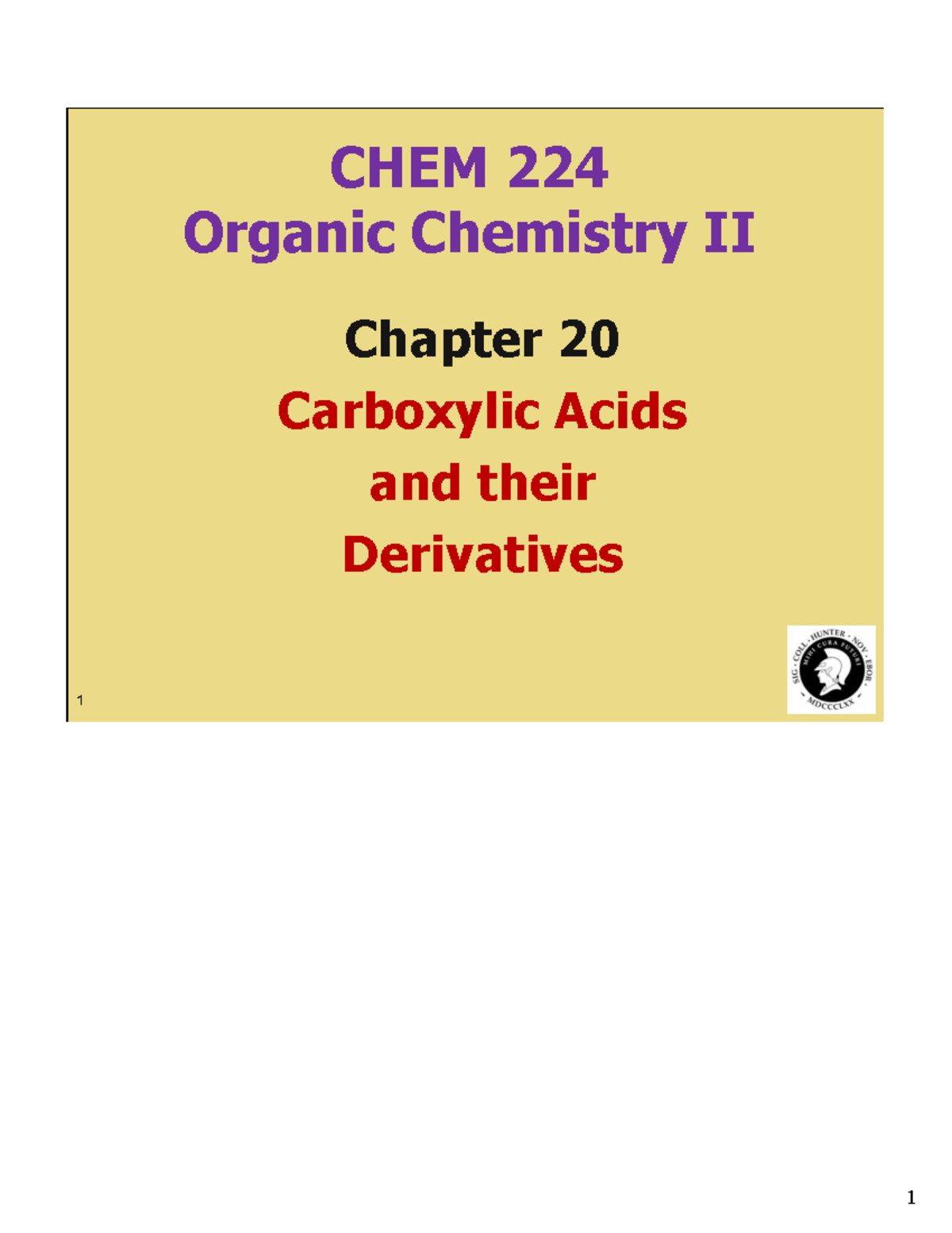 CHEM 224 Organic Chemistry II Chapter 20: Carboxylic Acids ...