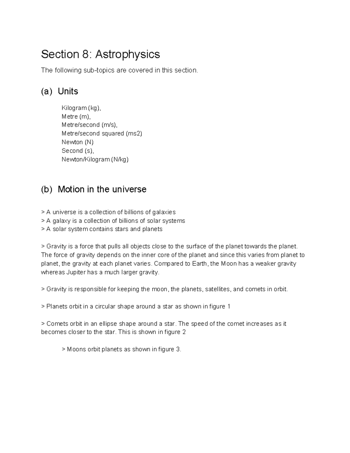 Astro Physics Revision Note - Section 8: Astrophysics The following sub ...