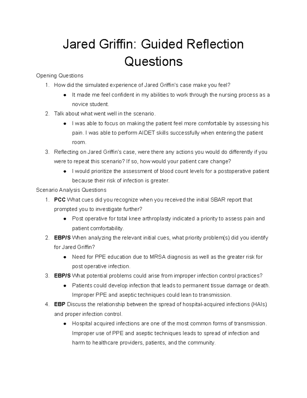 CL.WK1.VSIM.Jared Griffin Guided Reflection & Scenario Analysis - Studocu