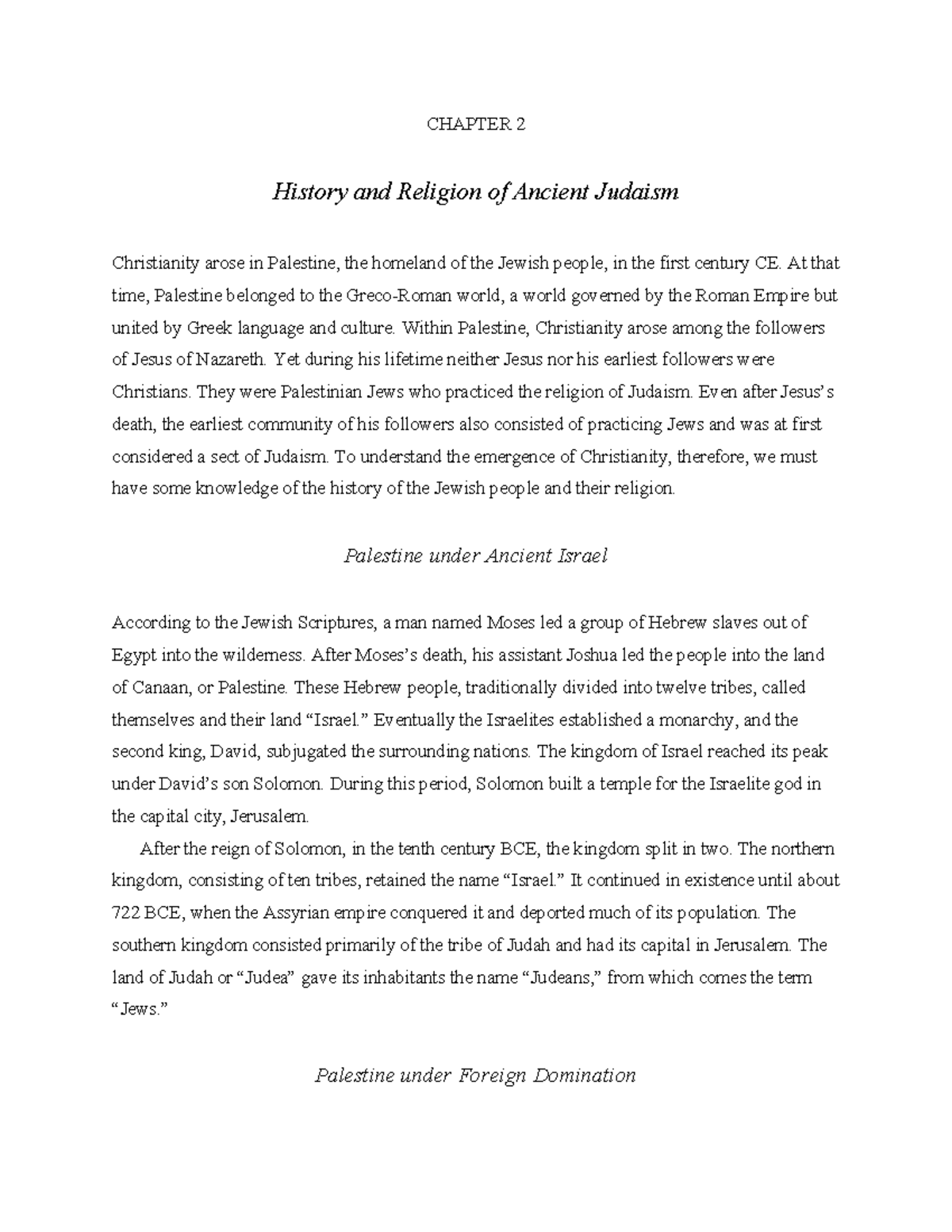 CHAPTER 2: History and Religion of Ancient Judaism (Course Code: 02 ...