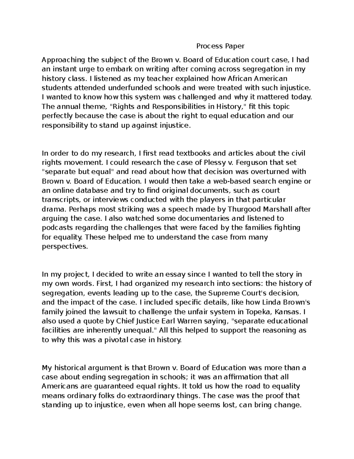 World history project Rough Draft copy - Process Paper Approaching the ...