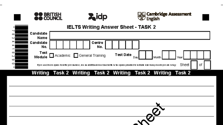 IELTS Writing Task 2 Sample Answer Sheet - Studocu