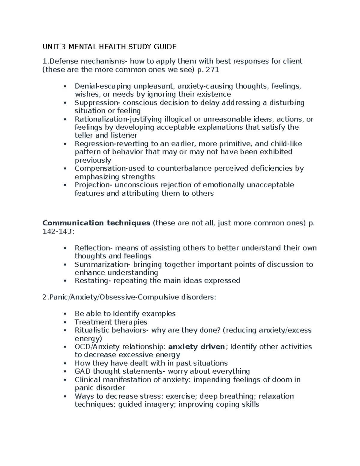 UNIT 3 Mental Health Study Guide: Key Concepts & Techniques - Studocu