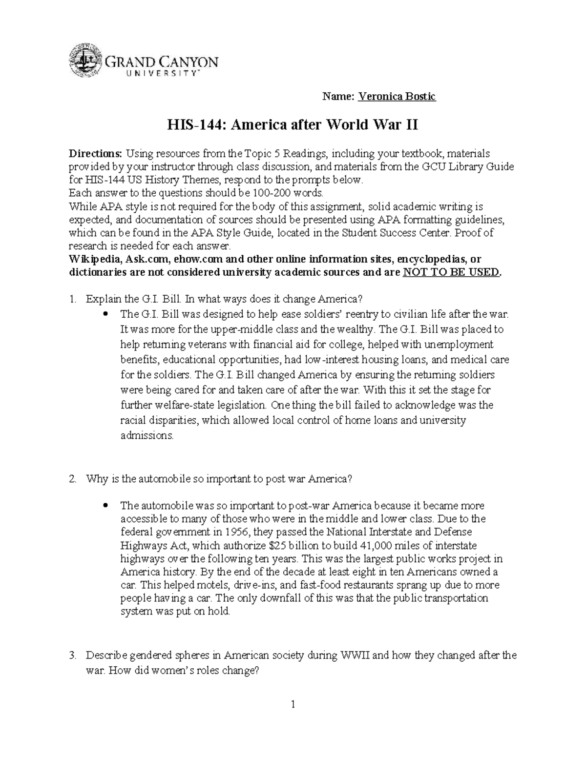 HIS-144-RS-America after WWII Worksheet - Name: Veronica Bostic HIS-144 ...