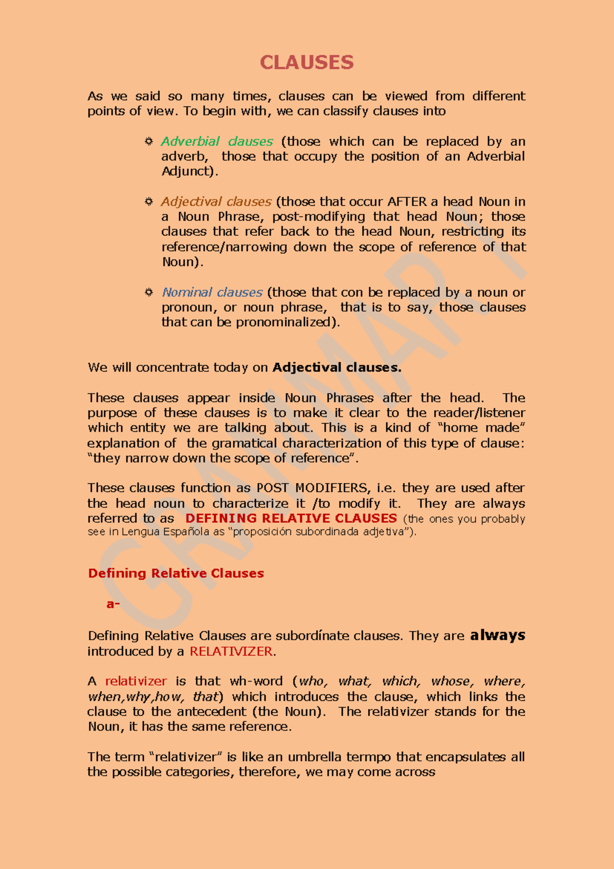 CLAUSES 2 Def: Understanding Adjectival Clauses and Their Functions ...