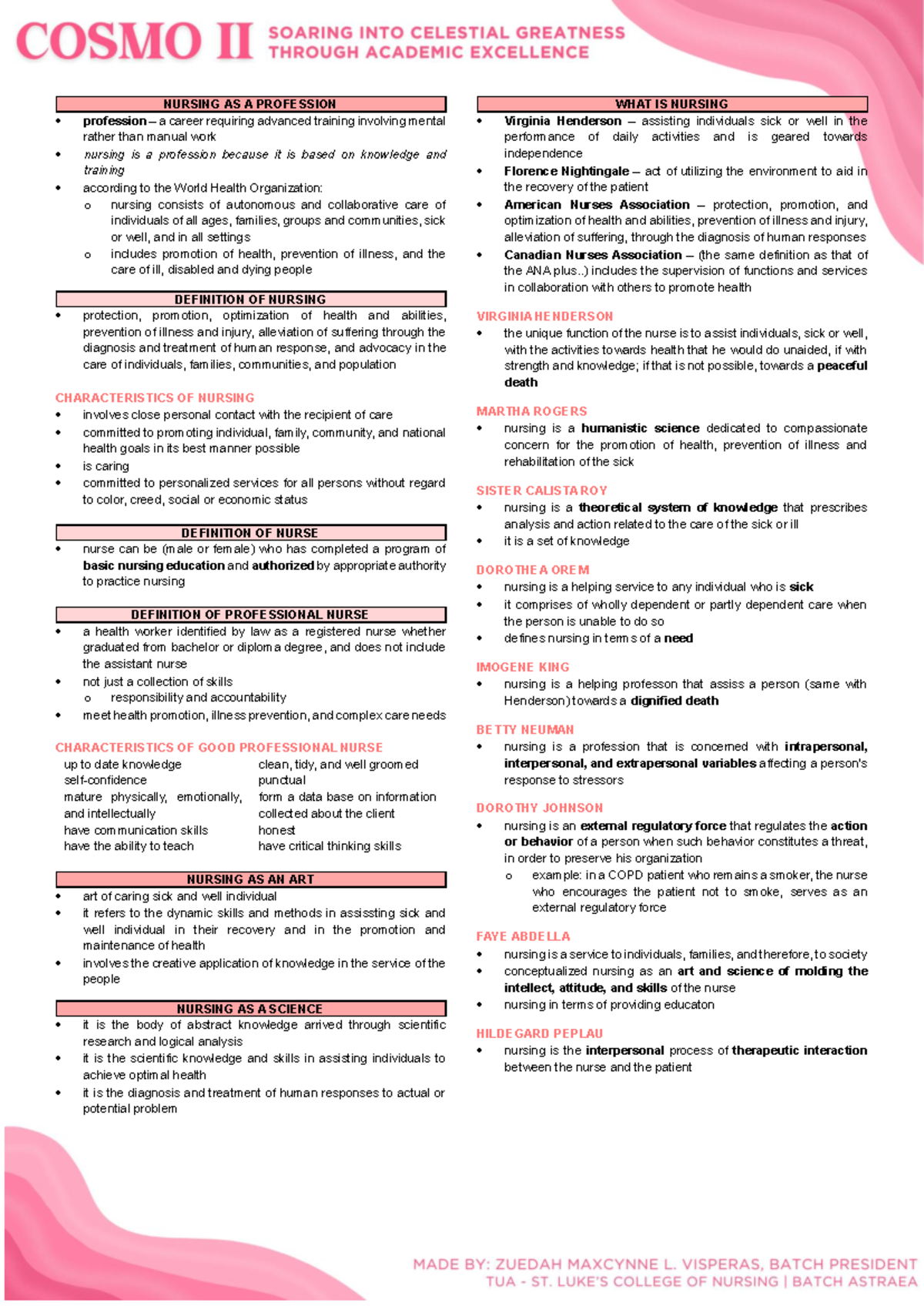 Cosmo II FNP Midterm Nursing Notes: Understanding the Nursing ...