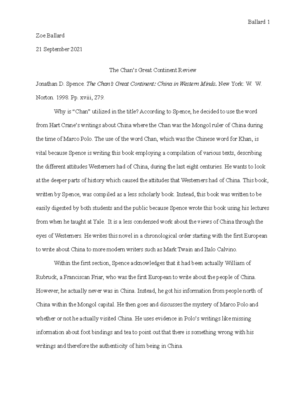 The Chan's Greatest Continent - Zoe Ballard 21 September 2021 The Chan ...