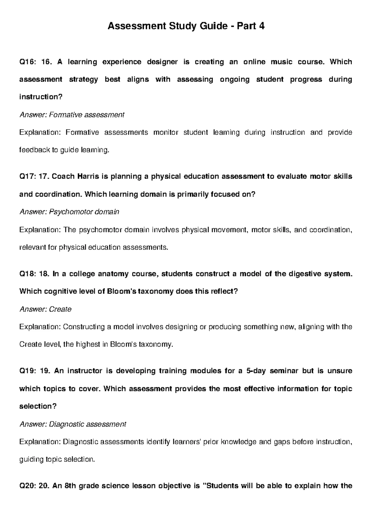 Assessment Study Guide Part 1: Types of Assessments Explained - Studocu