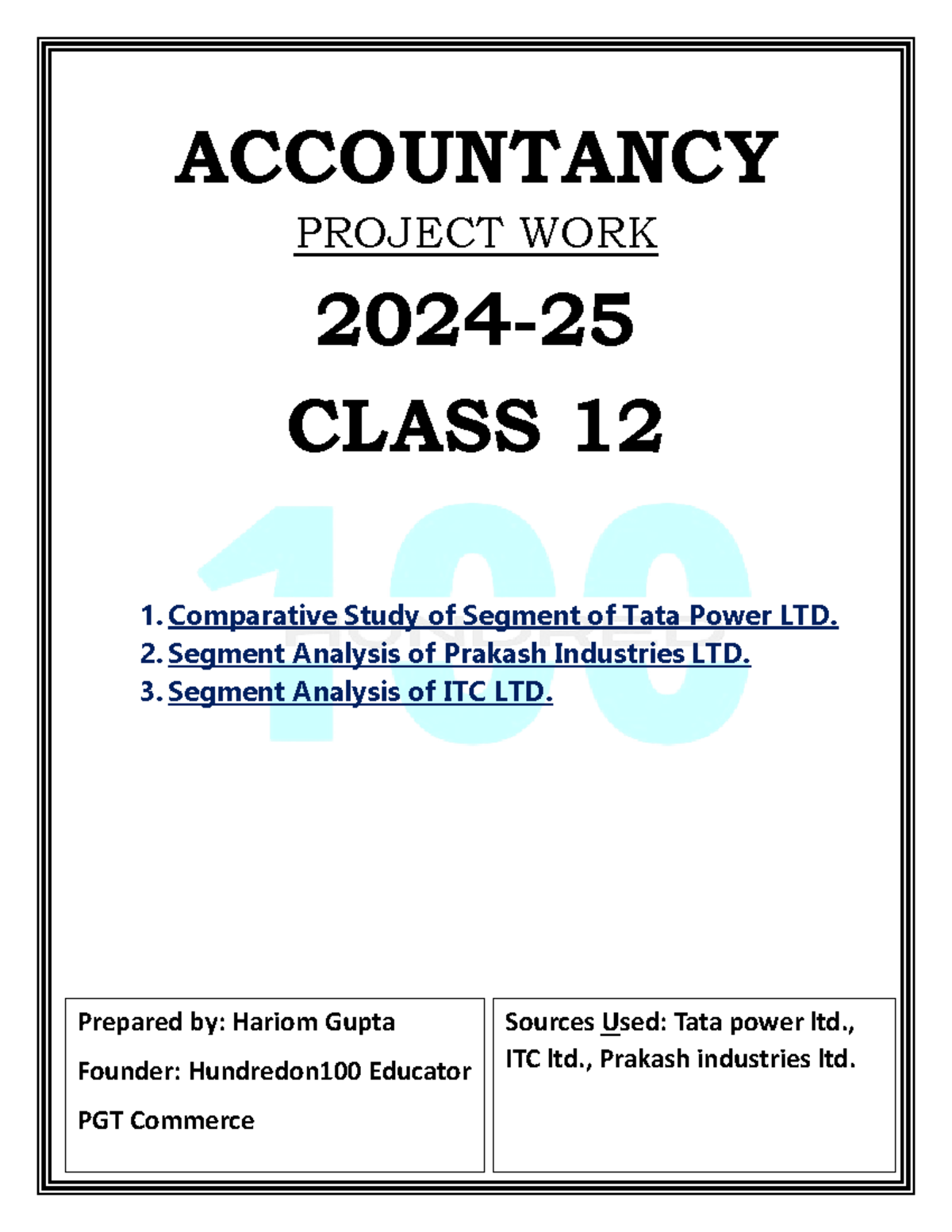 Accountancy Project WORK - CUET (Common University Entrance Test ...