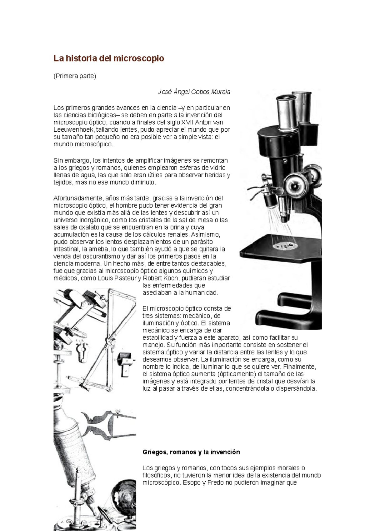 La historia del microscopio - La historia del microscopio (Primera parte) José Ángel Cobos ...