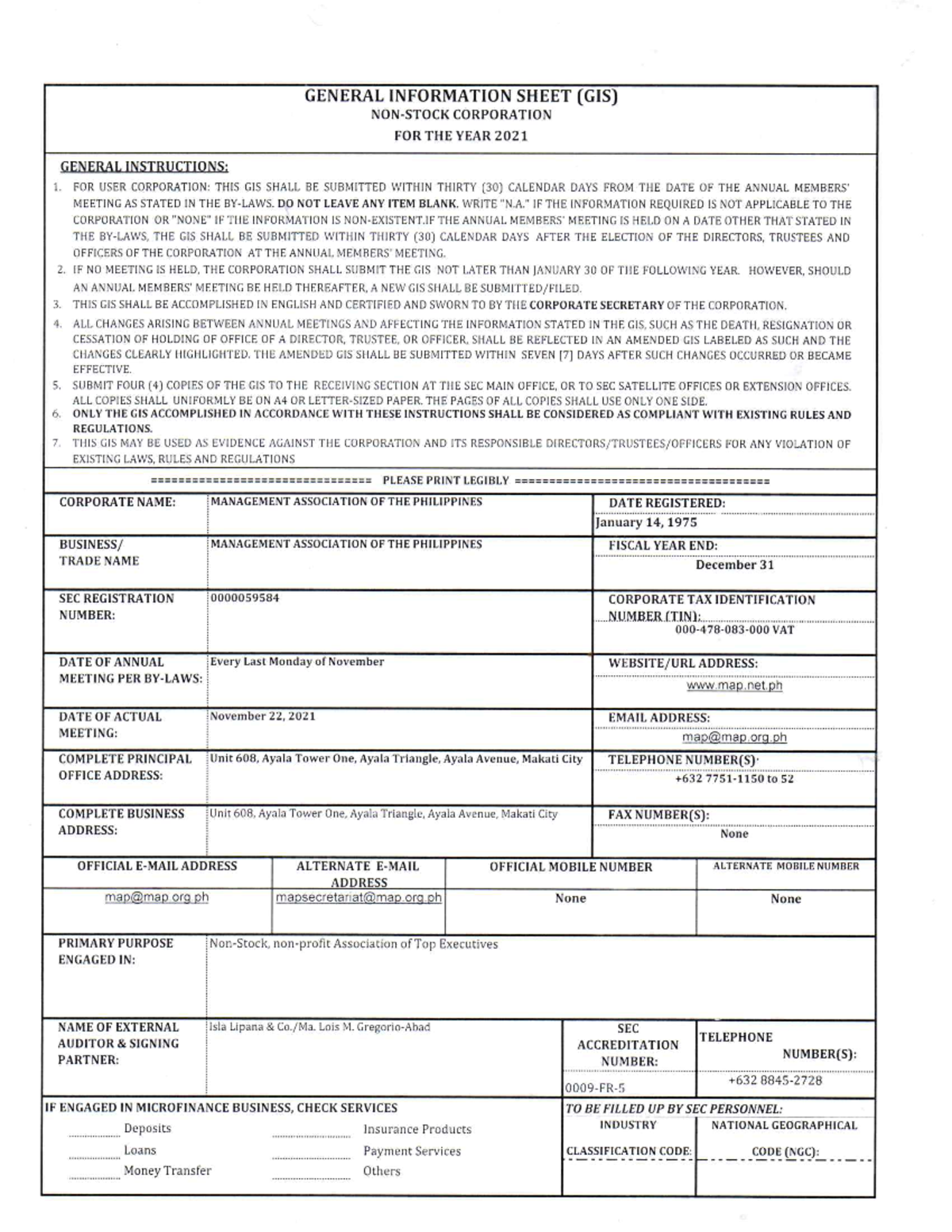 GIS NEW MAP 2021 - n/a - GENERAL INFORMATION SHEET (GIS) CORPORATION ...