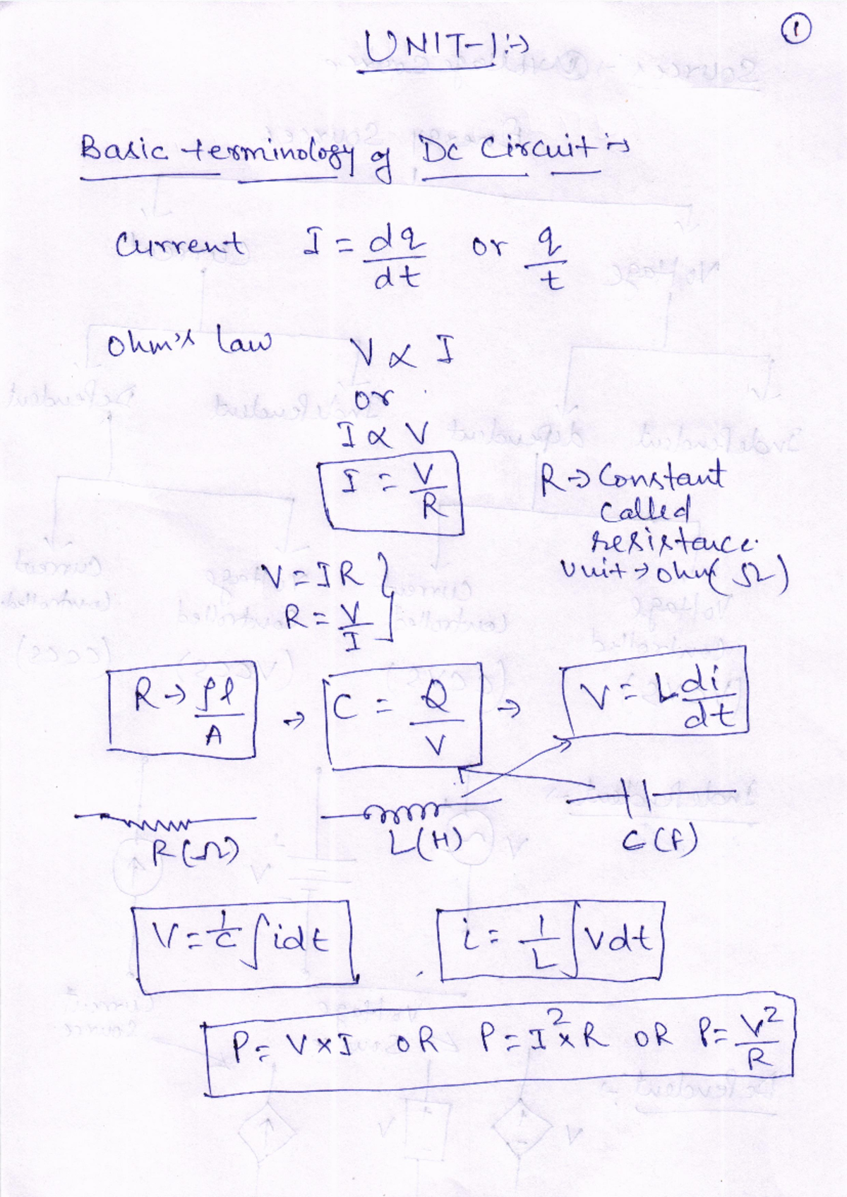 Complete Unit-Notes - notes - I Basic terminology of DC Current dq or q ...