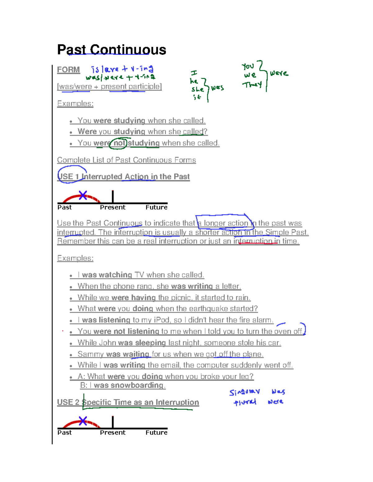 Short Note on Tenses for Entrance Exam: Past Continuous Usage - Studocu
