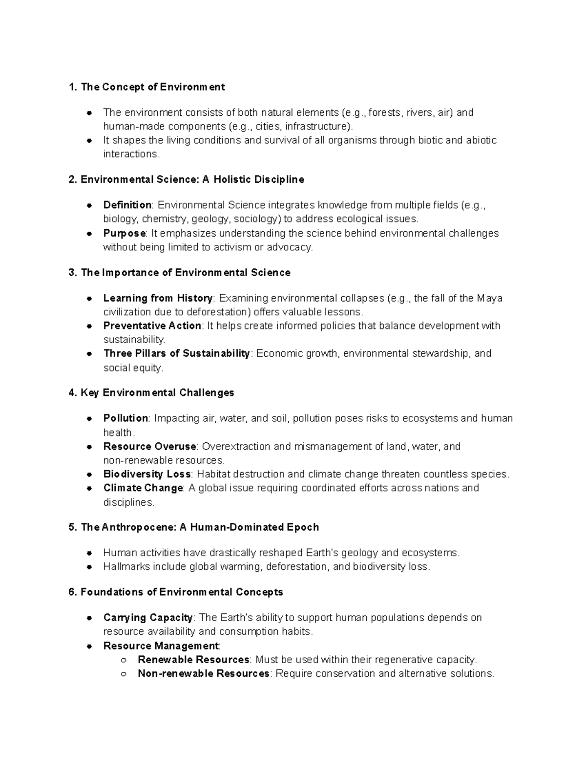 Environmental Science Study Guide Help - The Concept of Environment The ...