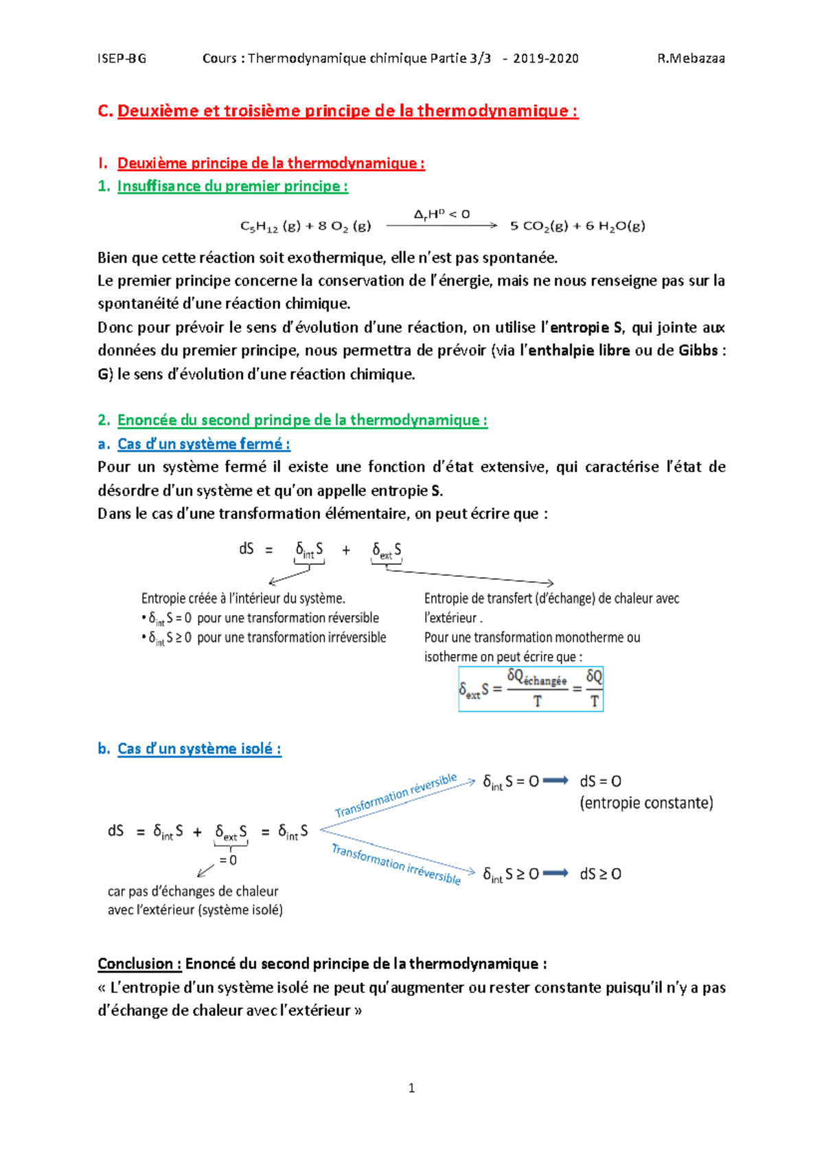 C-Deuxième et troisième principes de la thermodynamique expliqués - Studocu