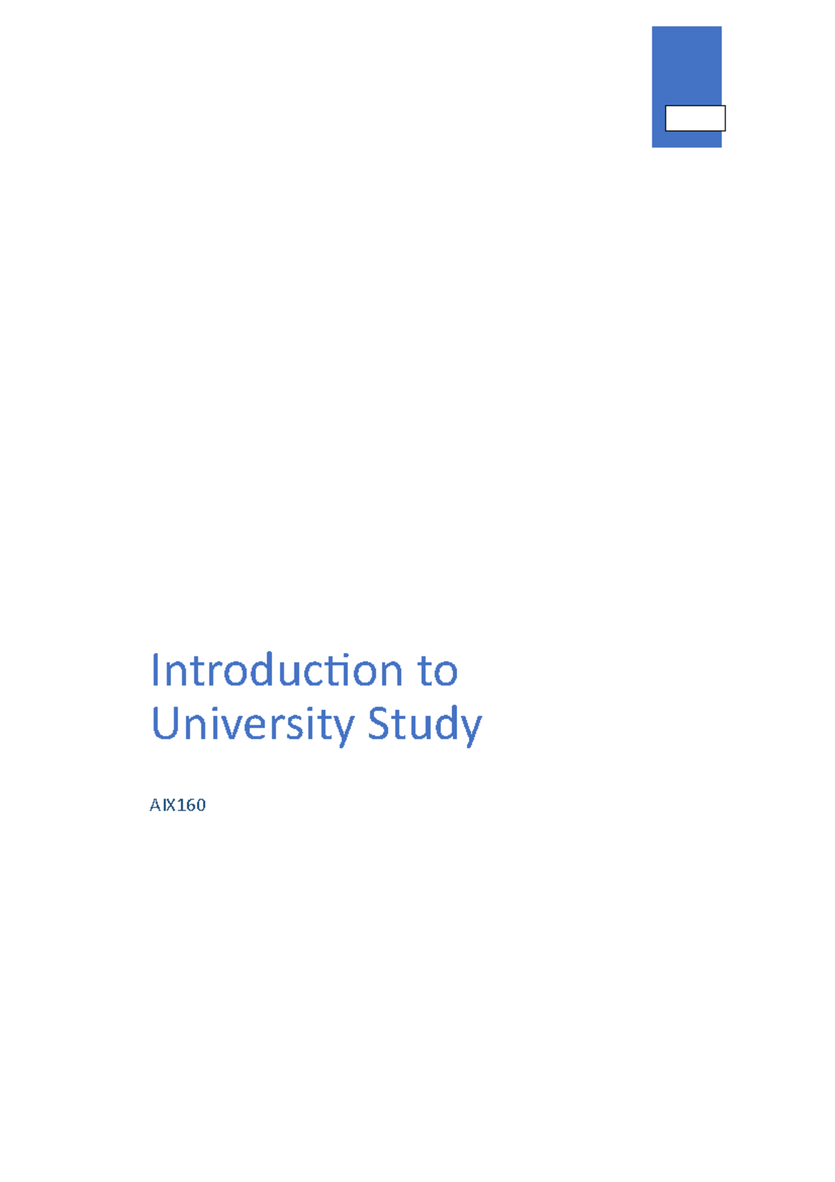 Intro to Uni Lectures – AIX160 - Introduction to University Study ...