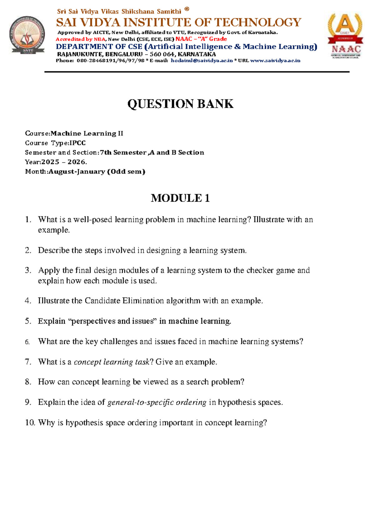 Important Questions for Machine Learning II (ML-II) - Studocu