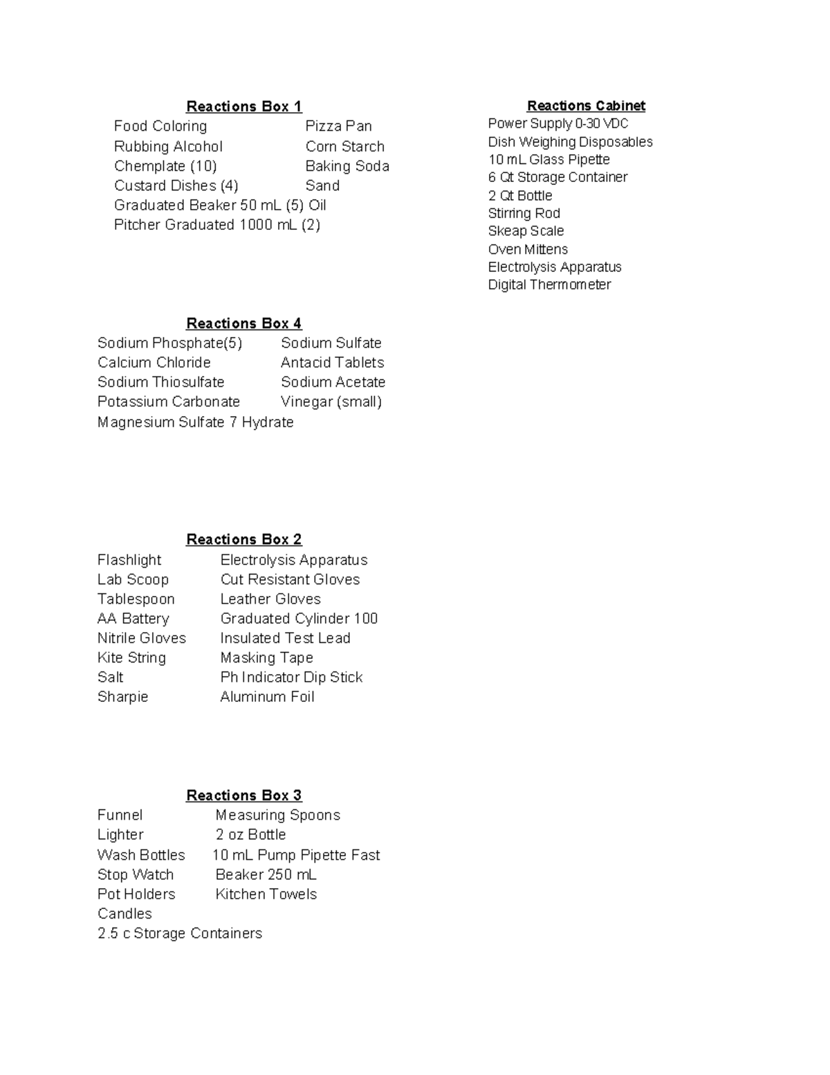Star Science Box Contents Labels for Experiments and Reactions - Studocu