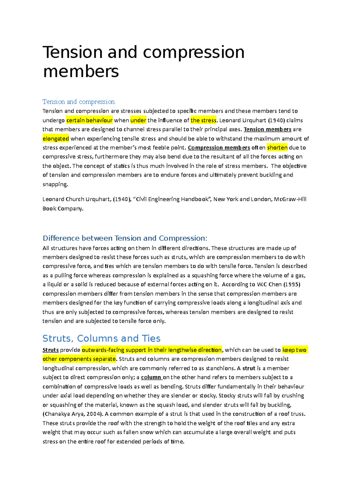 Group 4 - Understanding Tension and Compression Members - Studocu