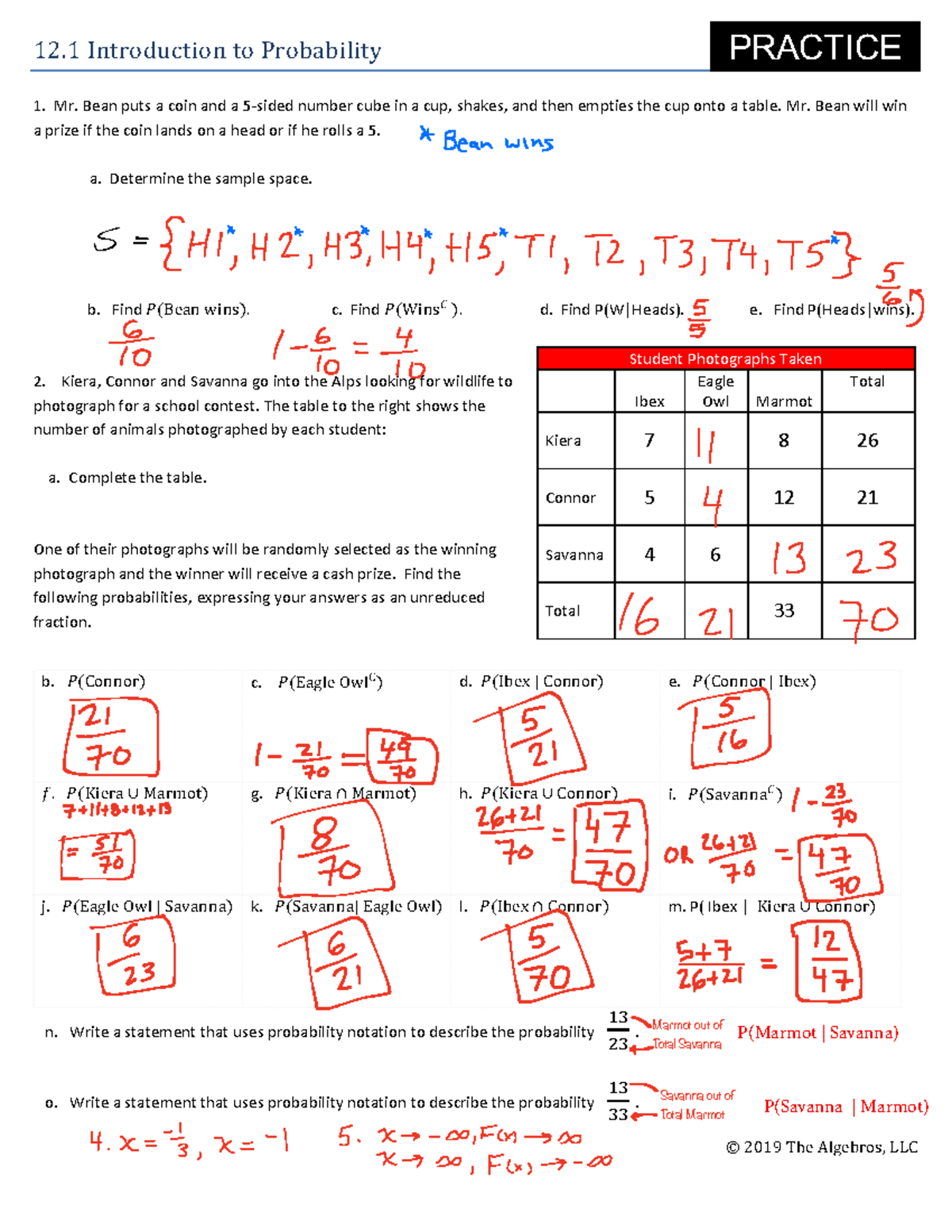 IB Algebra 2 Final Exam Solutions on Probability Concepts - Studocu