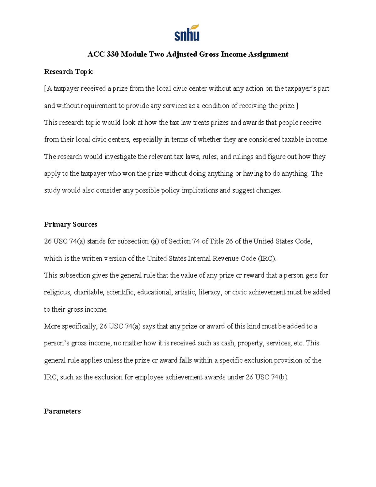 ACC 330 Module Two Adjusted Gross Income Assignment - ACC 330 Module ...