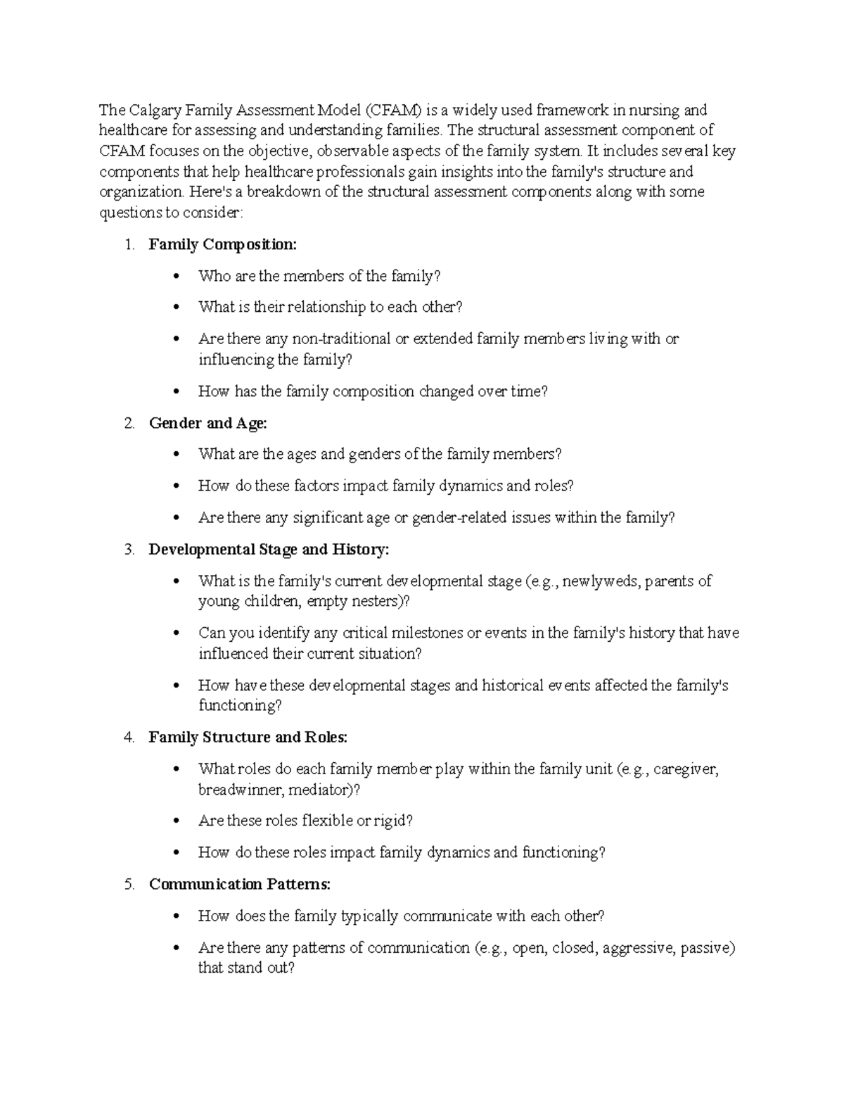 CFAM Overview: Understanding Family Structure & Dynamics in Nursing ...