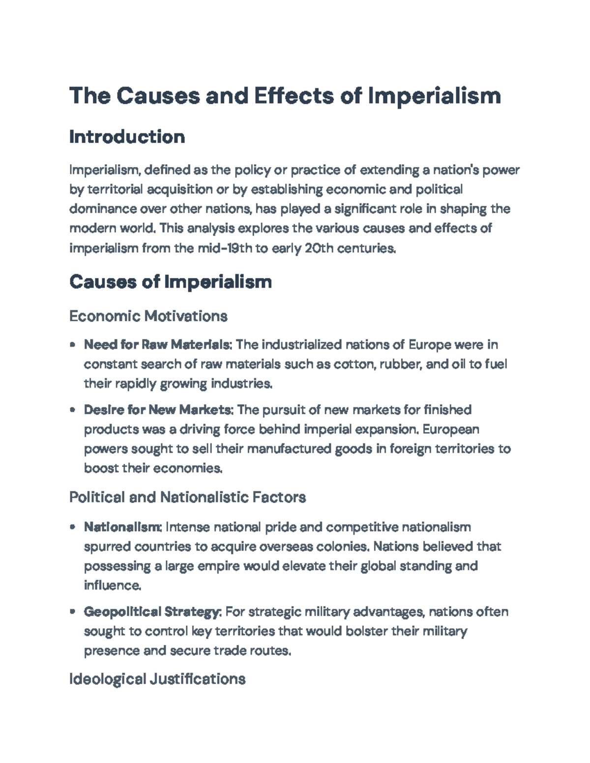 Imperialism: Causes, Effects, and Global Impact (HIST 101) - The Causes ...